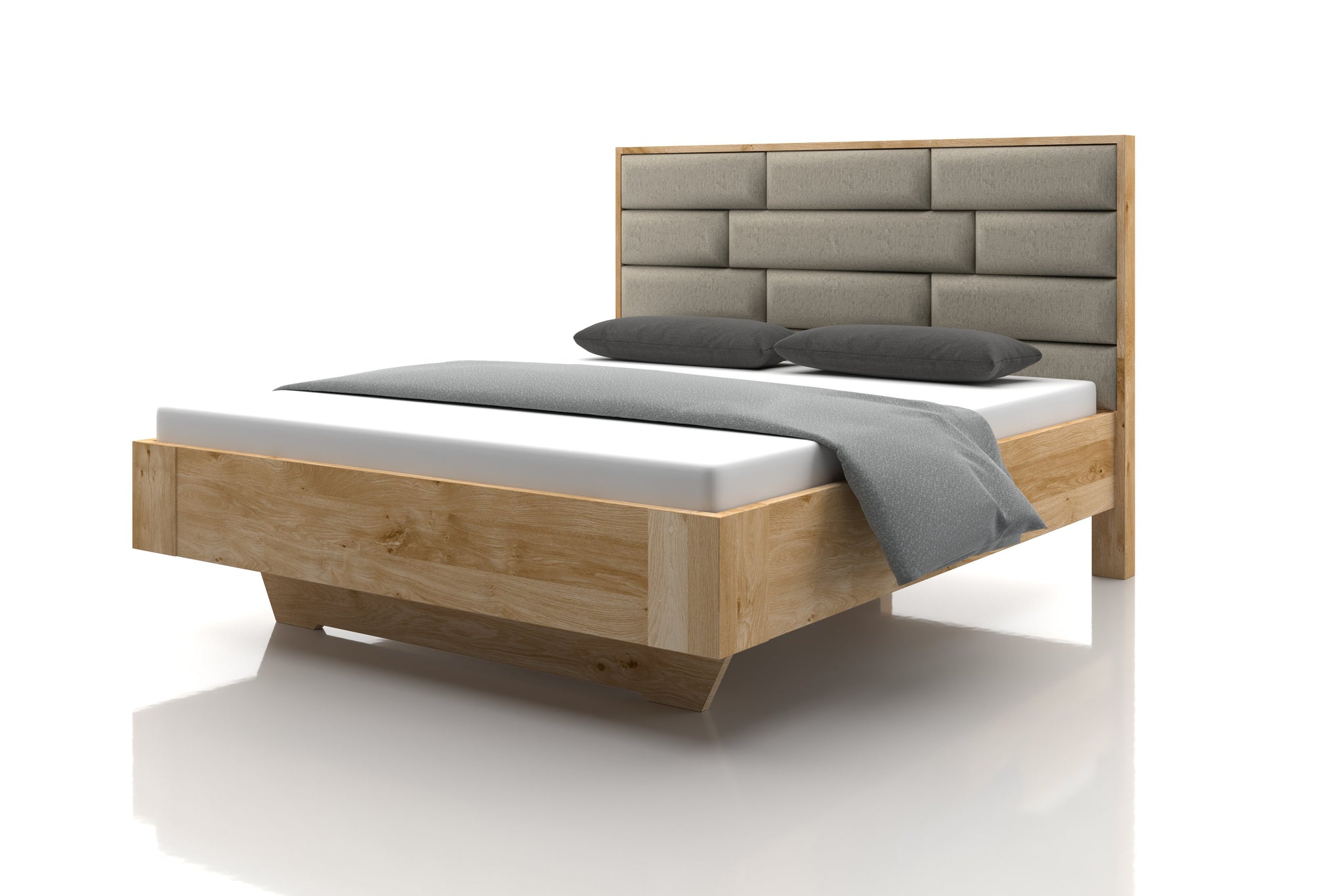 Eiche Bianco Bett Marina Stoff Kopfhaupt